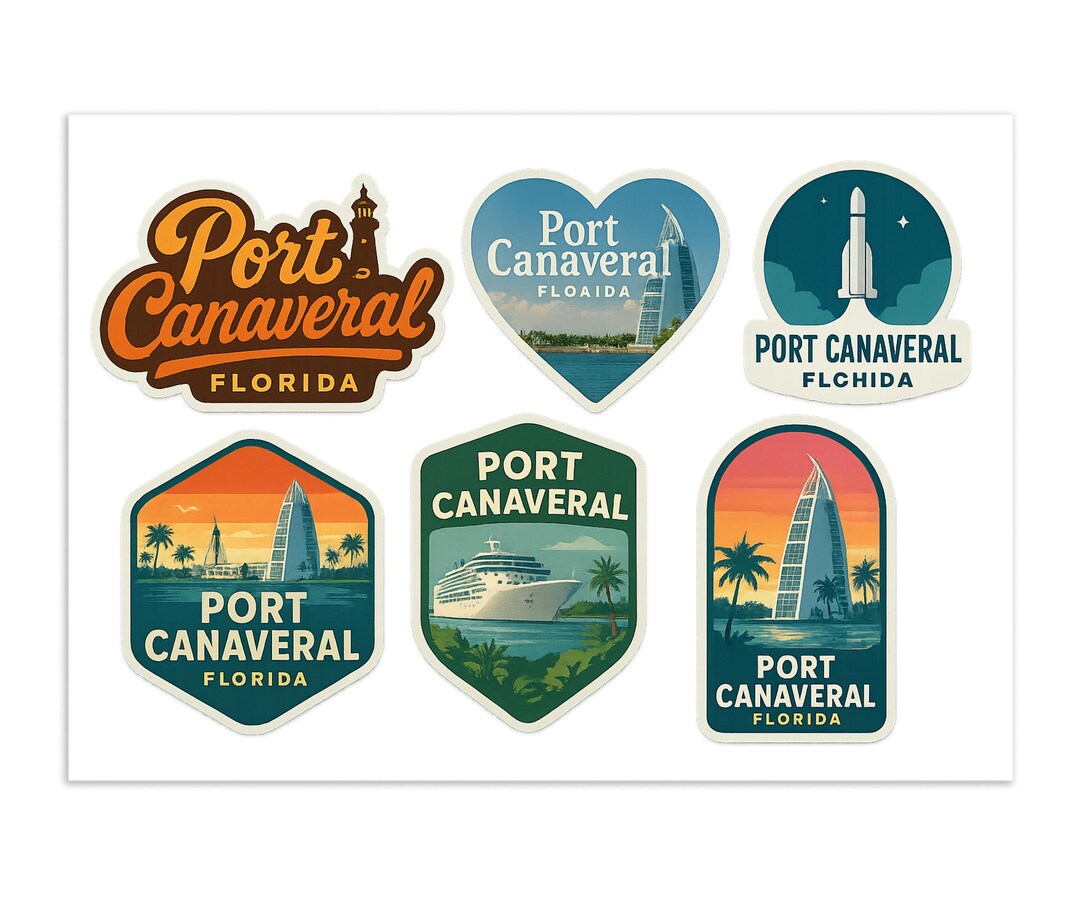 Port Canaveral Florida Sticker Sheet: Space Coast Travel Decals - Etsy