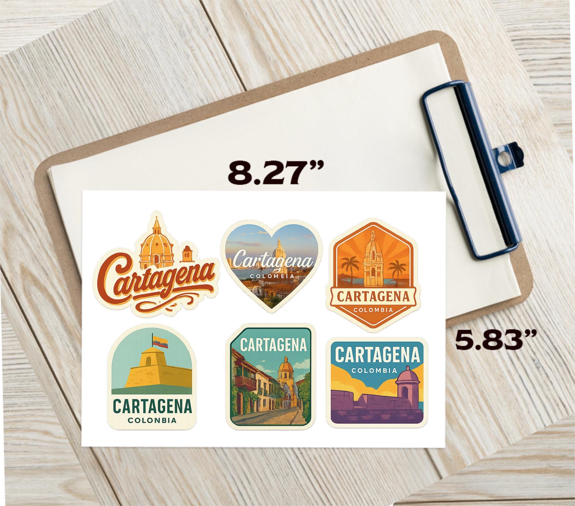 Cartagena Colombia Sticker Sheet - 6 Travel Souvenir Decals Featuring ...