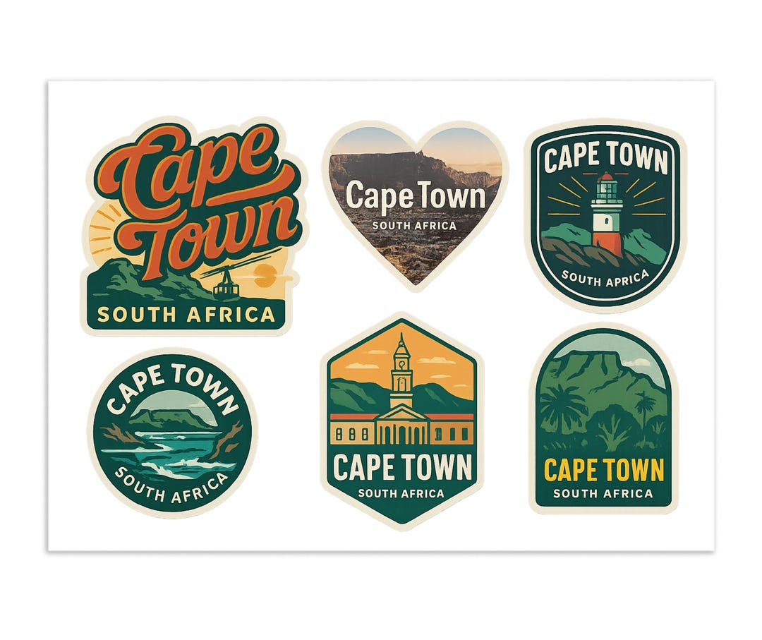 Cape Town Sticker Sheet: Travel Souvenir Stickers, South Africa ...