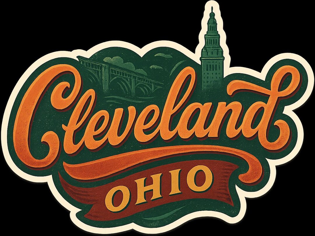 Cleveland Ohio Fridge Magnet or Kiss-cut Stickers Travel Souvenir Gift ...