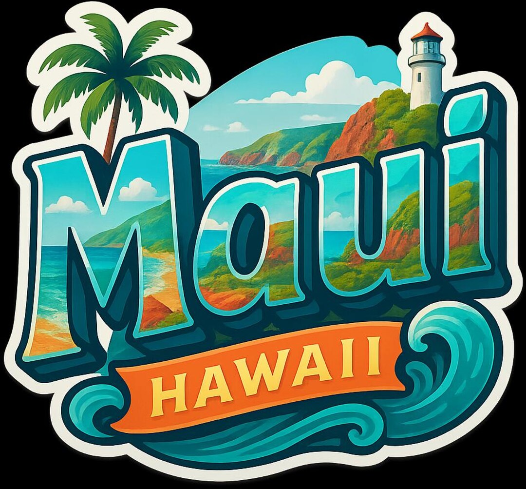 Maui Hawaii Souvenir Sticker - Regular Vinyl or Holographic - Travel ...