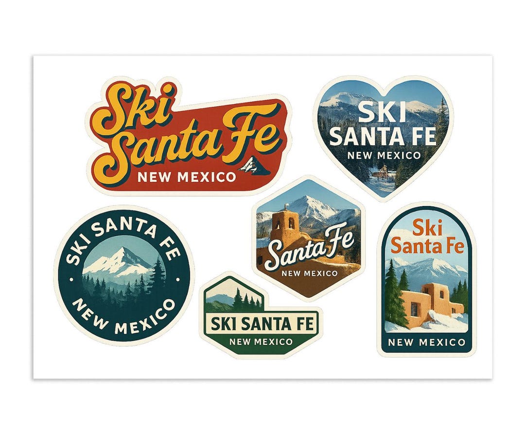 Ski Santa Fe Sticker Sheet – Vintage New Mexico Travel Decals - Etsy