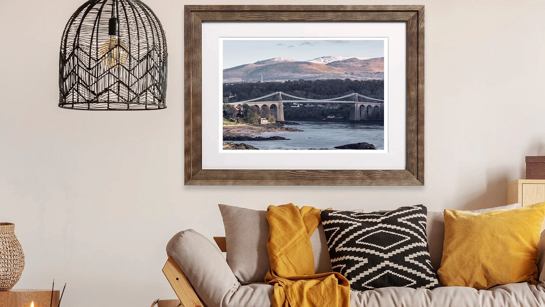 Iconic MENAI BRIDGE Print, One of of North Wales. an Architectural ...