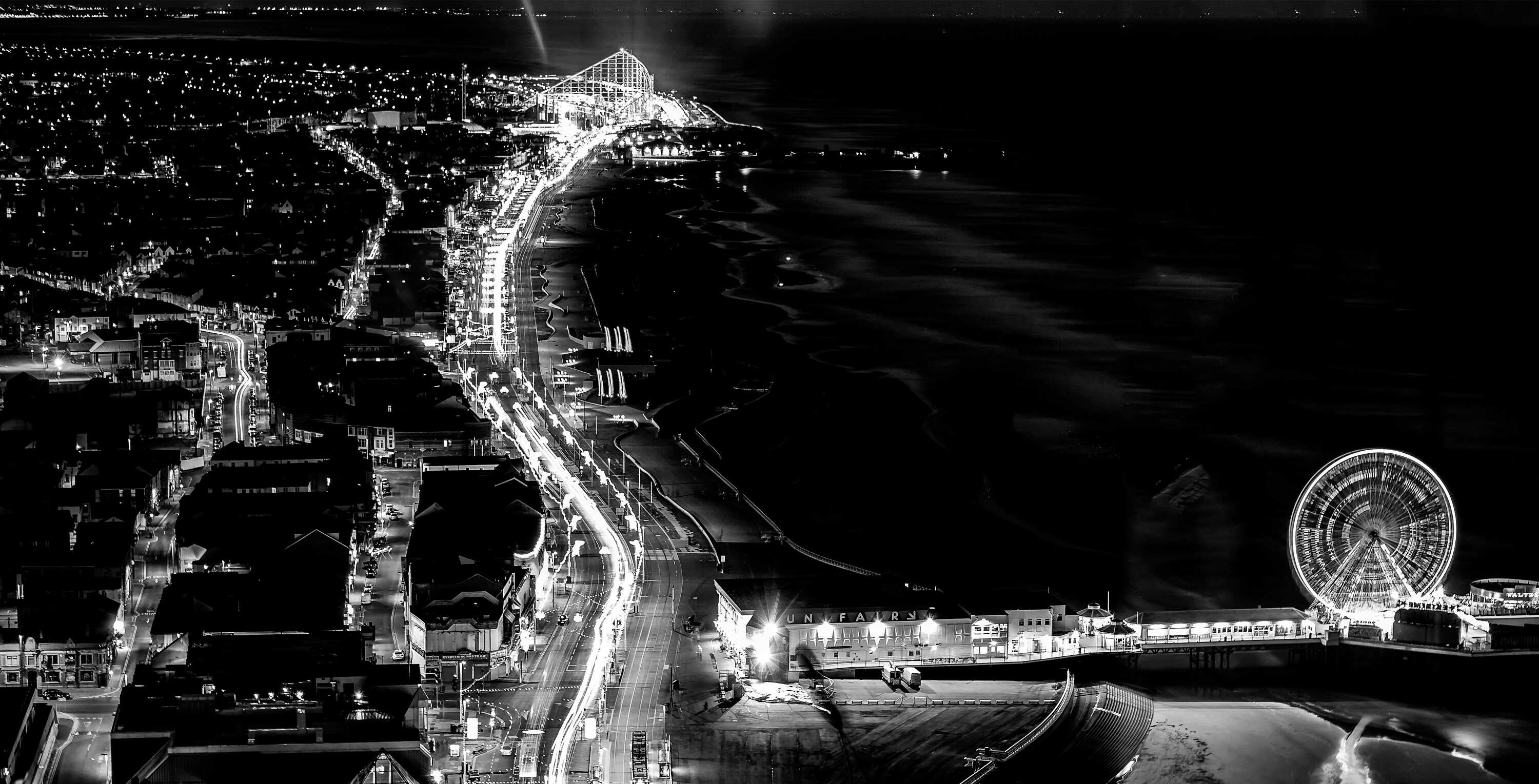 Blackpool Illuminations: Stunning Monochrome Print of Golden Mile ...