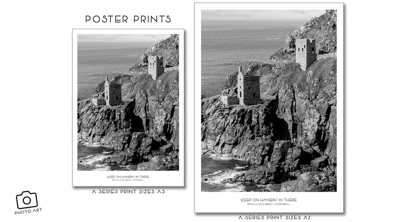 Monochrome Botallack Mine Poster Print Cornwall Old Tin Mine Clinging ...