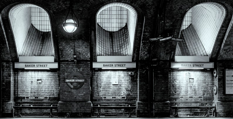 Iconic London Underground Art: Baker Street Station Print Classic Moody ...
