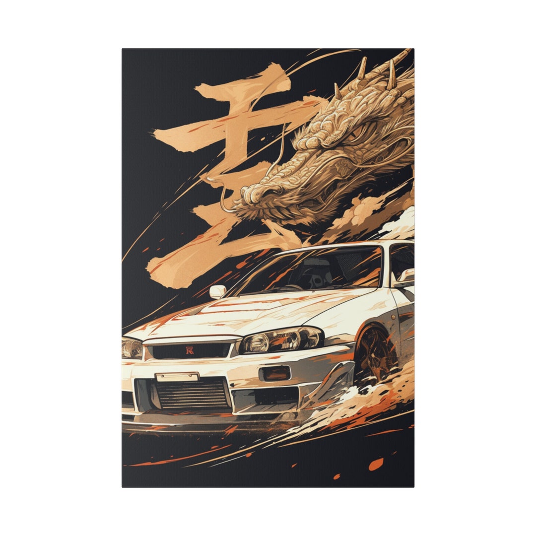 Golden Drift: JDM Dragon Vector Poster - Etsy