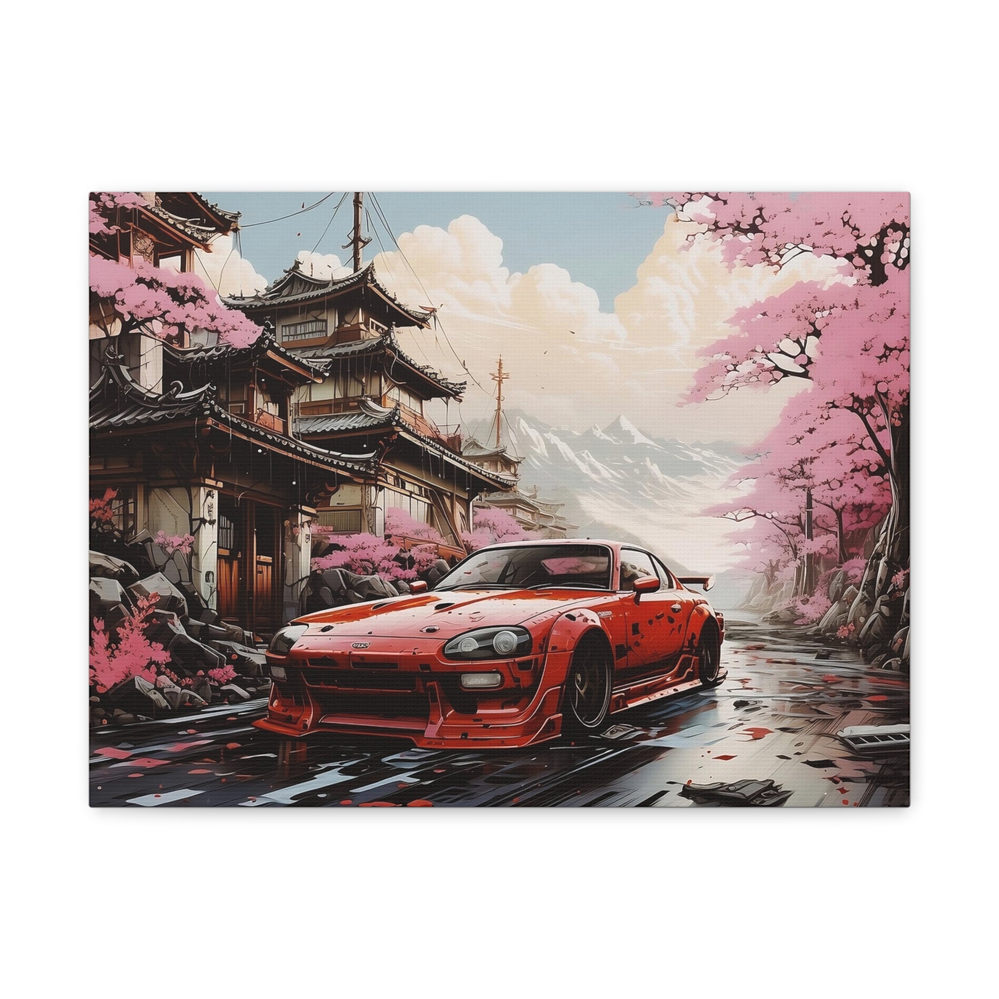 Mt Fuji Cherry Blossom Custom Poster Unique Anime JDM Car Enthusiast ...