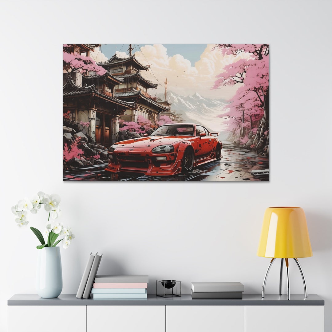 Mt Fuji Cherry Blossom Custom Poster Unique Anime JDM Car Enthusiast ...
