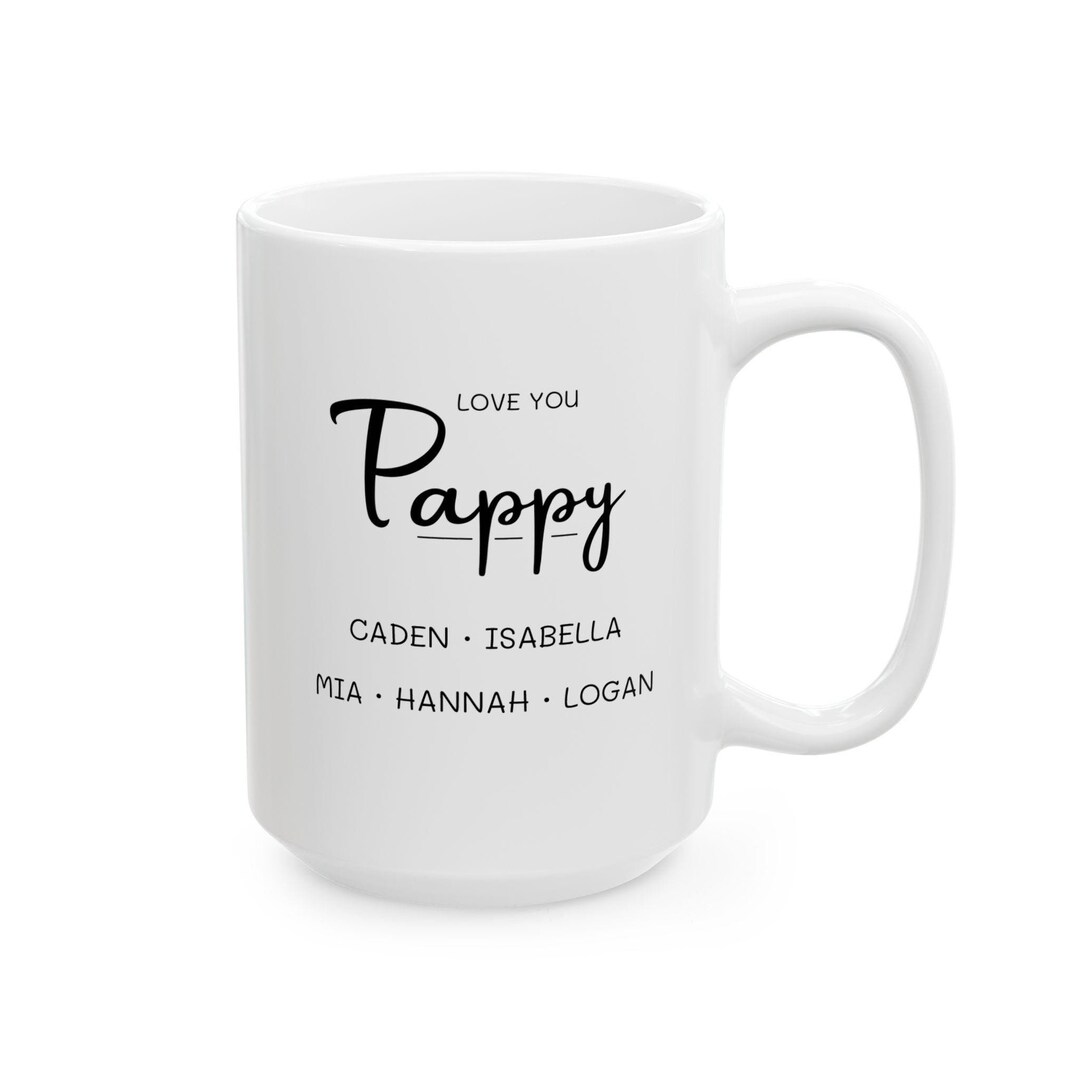 Custom Pappy Gift, Pappy Mug With Kids Names, Custom Pappy Mug ...