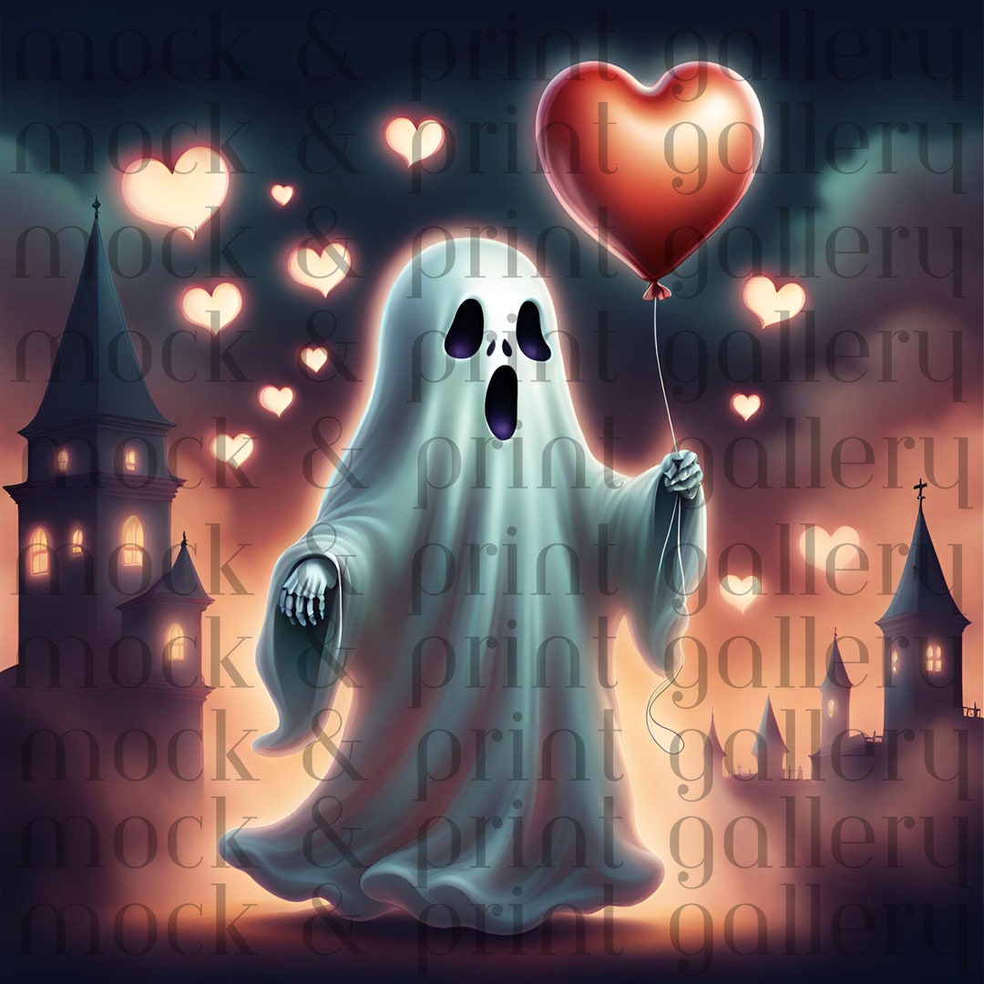 Dreamy Ghost Valentines Day Digital File SVG PNG, Love Ghost With Heart ...
