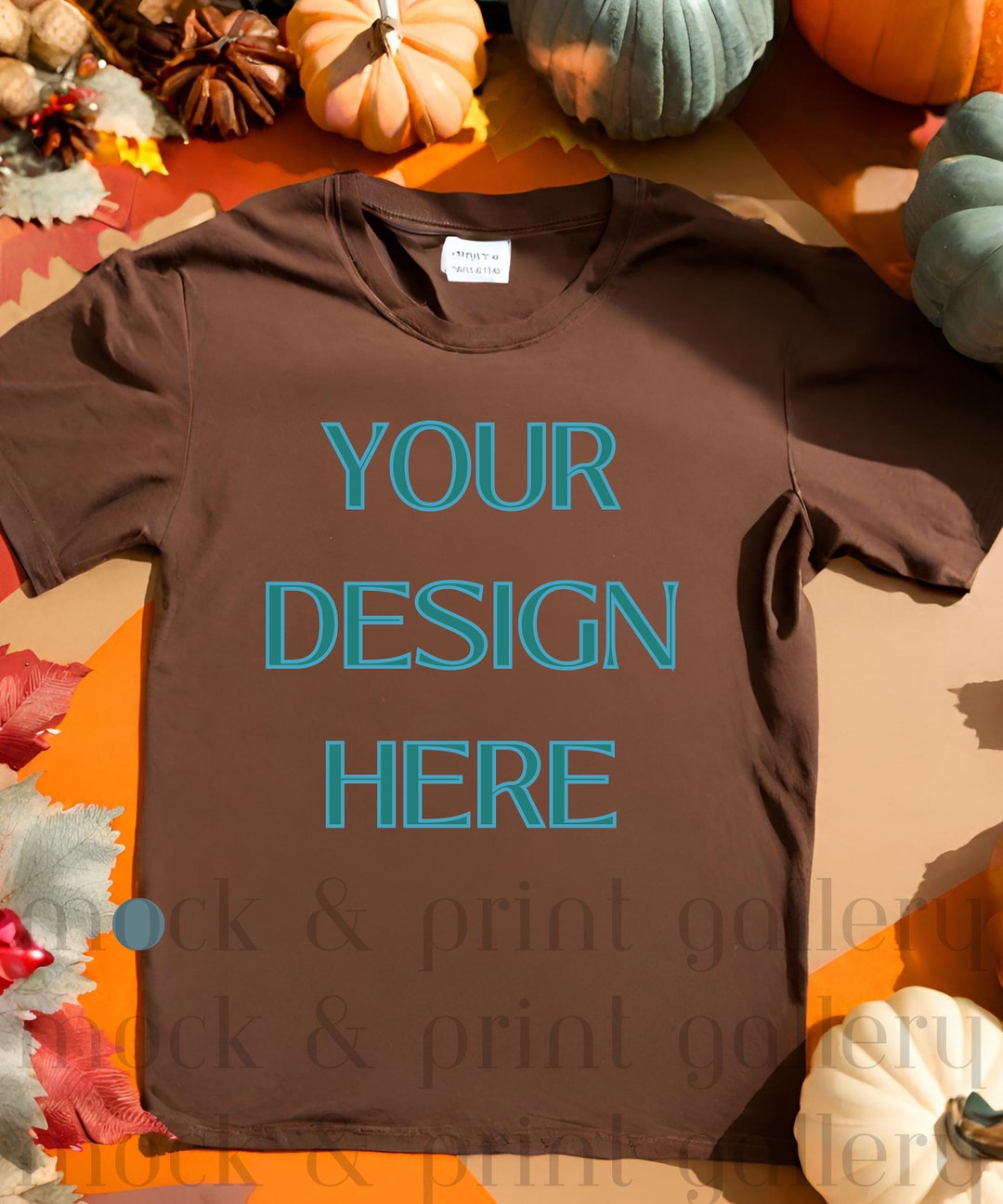 Thanksgiving Brown Shirt Mockup, Fall Season Generic T-shirt Mockup ...