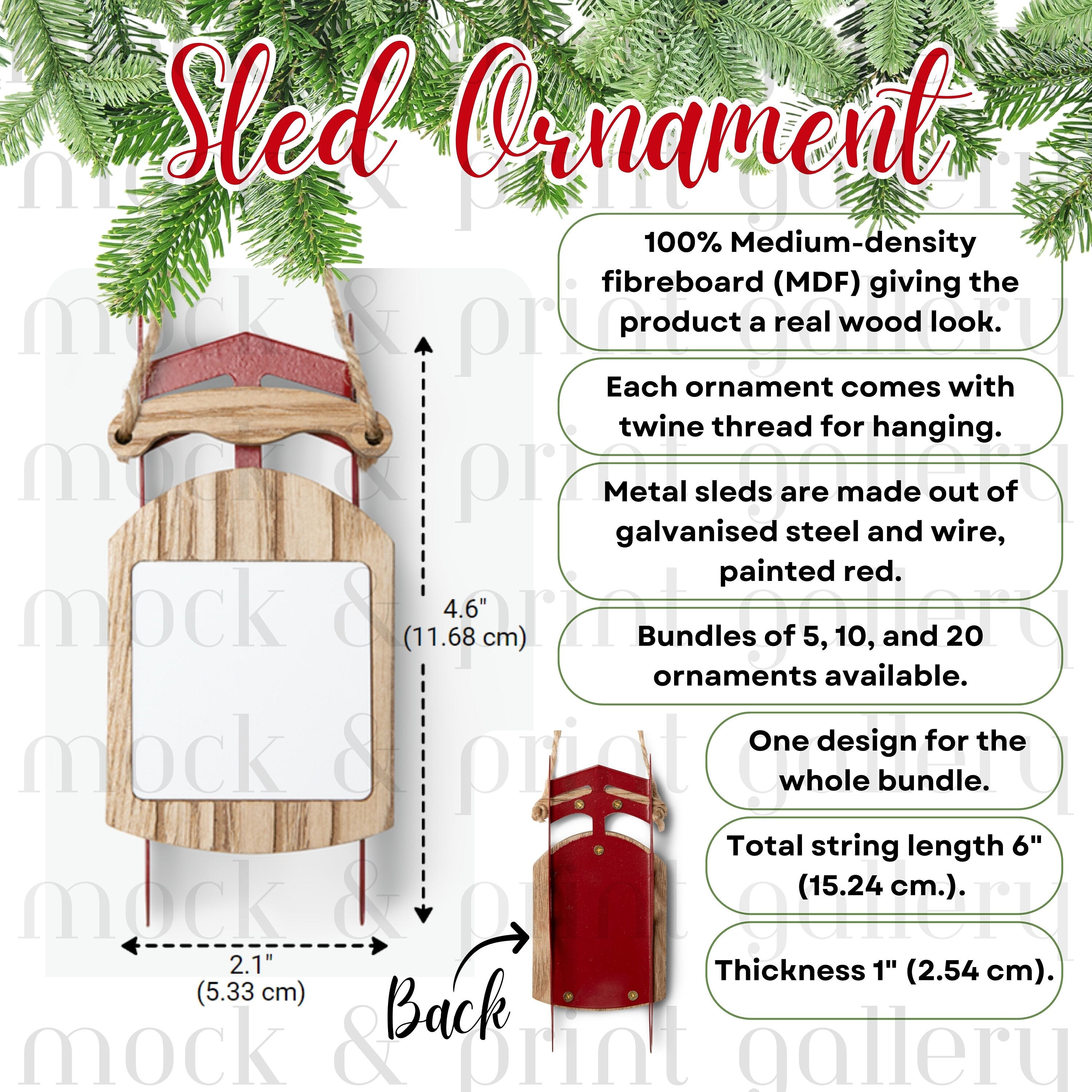 Sled Ornament Size Chart and Key Features PNG, Christmas Tree Holiday ...