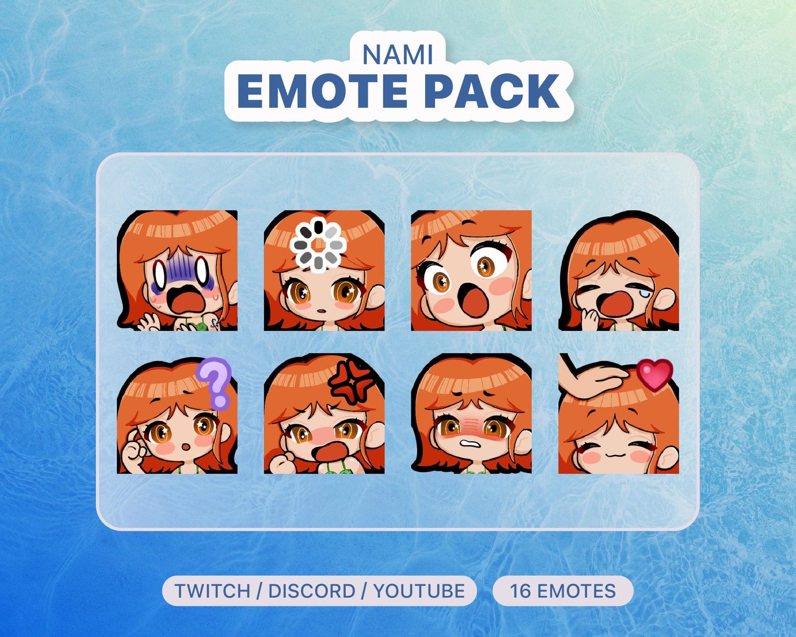 Nami Emotes | Chibi Nami Emote Pack for Twitch, Discord and Youtube ...