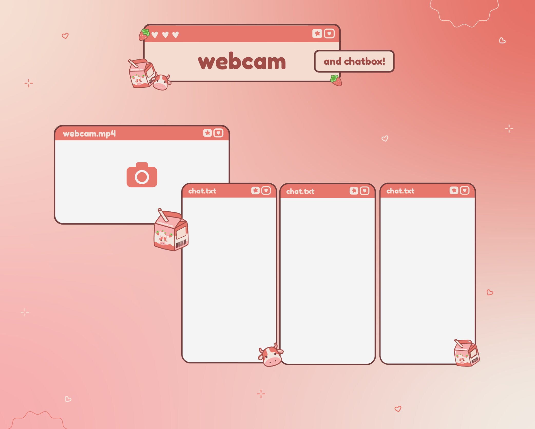 Strawberry Milk Stream Pack | Animated Scenes | Soft Pink Aesthetic ...