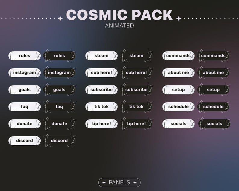 Cosmic Stream Pack | Animated Scenes | Space Aesthetic | Overlays, Panels, Chatbox, Icons | OBS ...