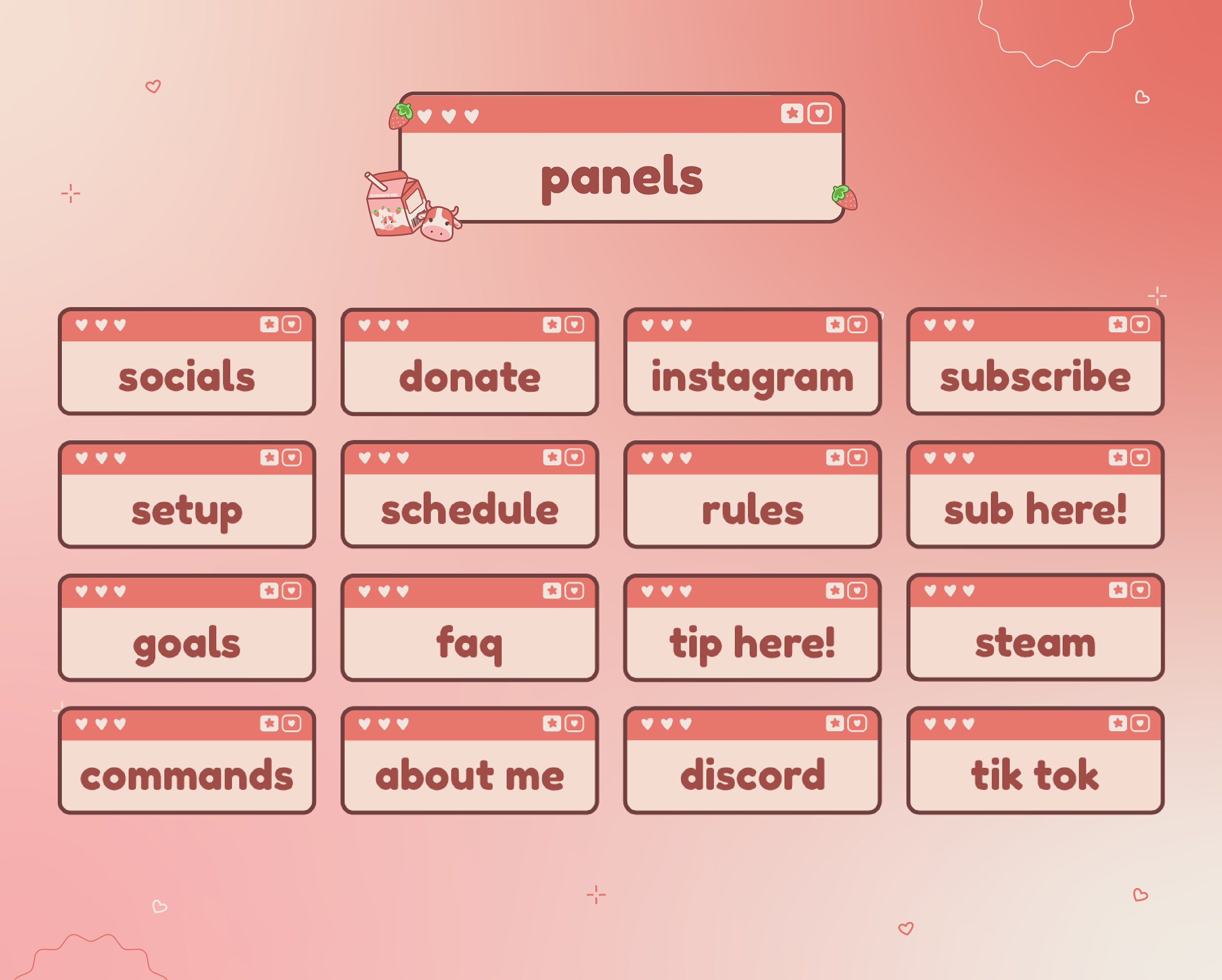 Strawberry Milk Stream Pack | Animated Scenes | Soft Pink Aesthetic ...