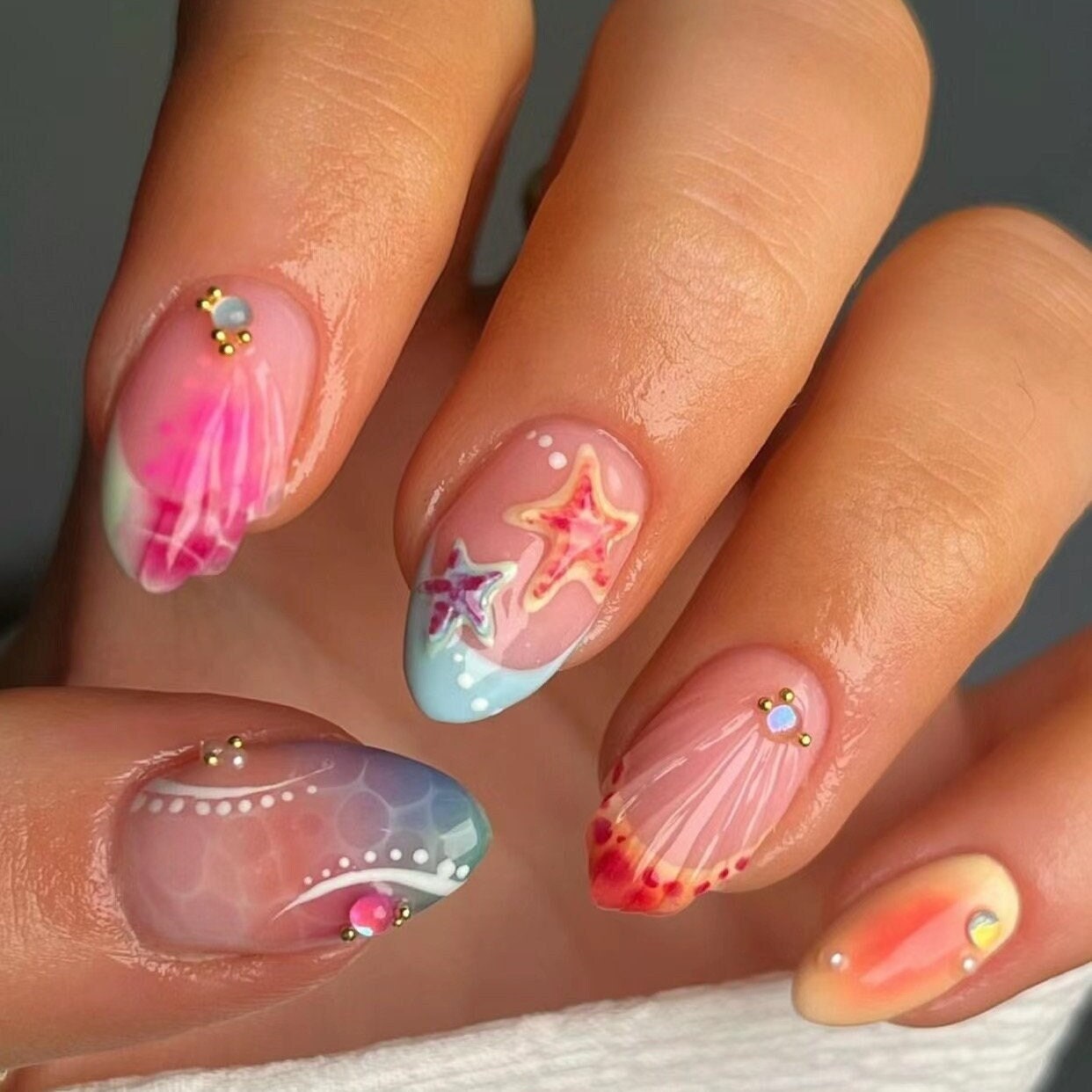 3D Jelly Fairy Mermaid Nails, Handmade Acrylic Nails Long, Y2K Mermaid ...