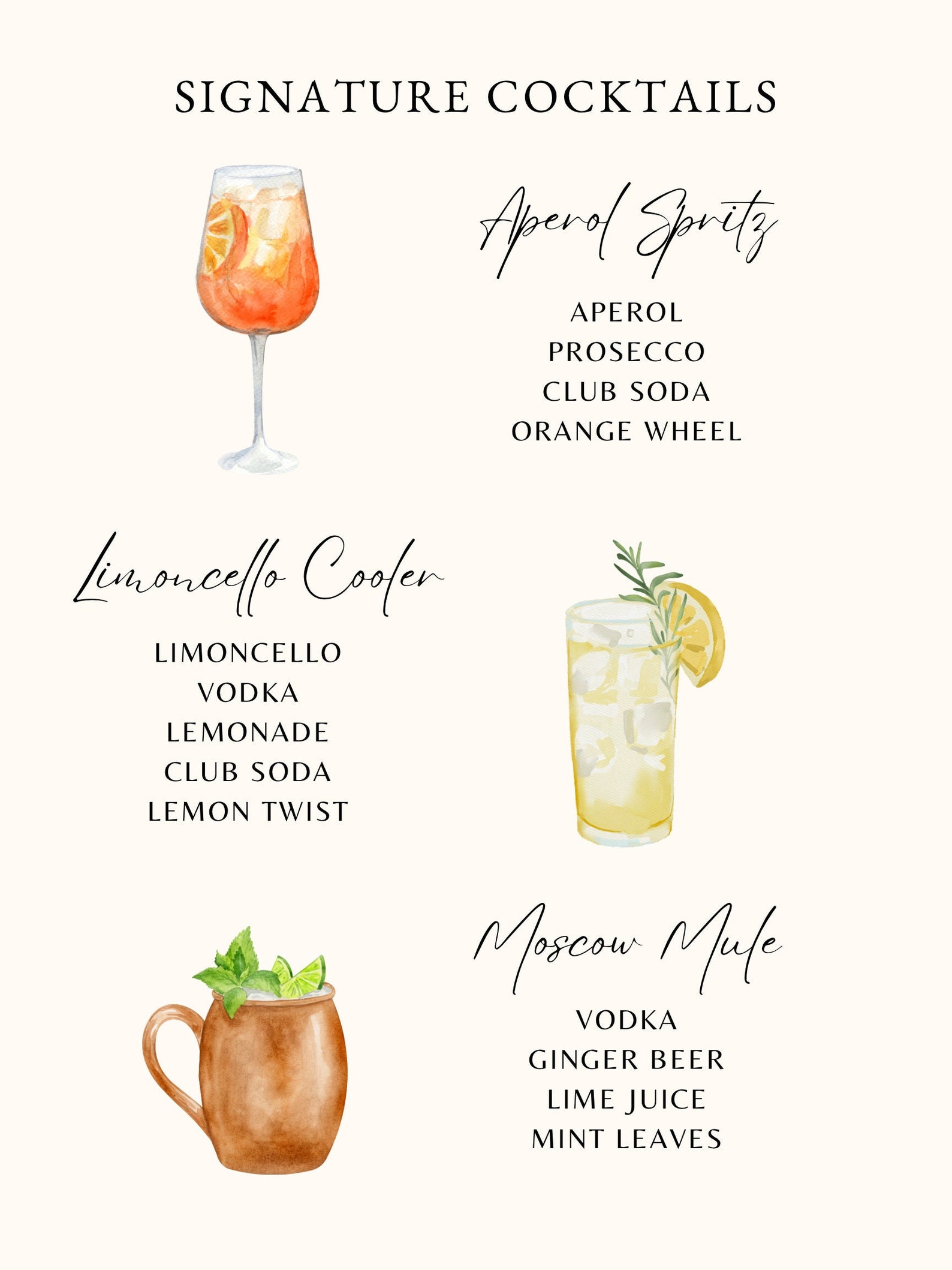 Signature Cocktails Template - Etsy