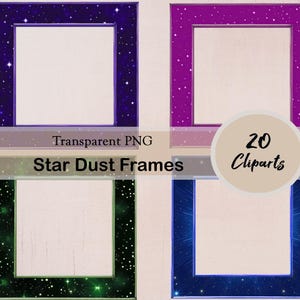 Star Dust Frames, 20 PNG Cliparts, Star Frames, Universe Frames, Space ...