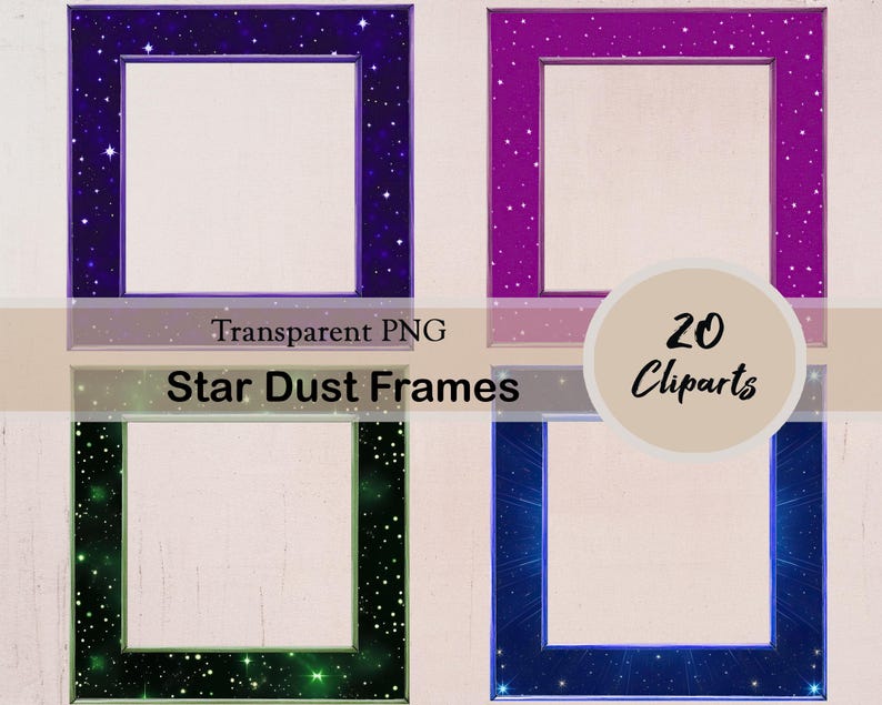 Star Dust Frames, 20 PNG Cliparts, Star Frames, Universe Frames, Space ...