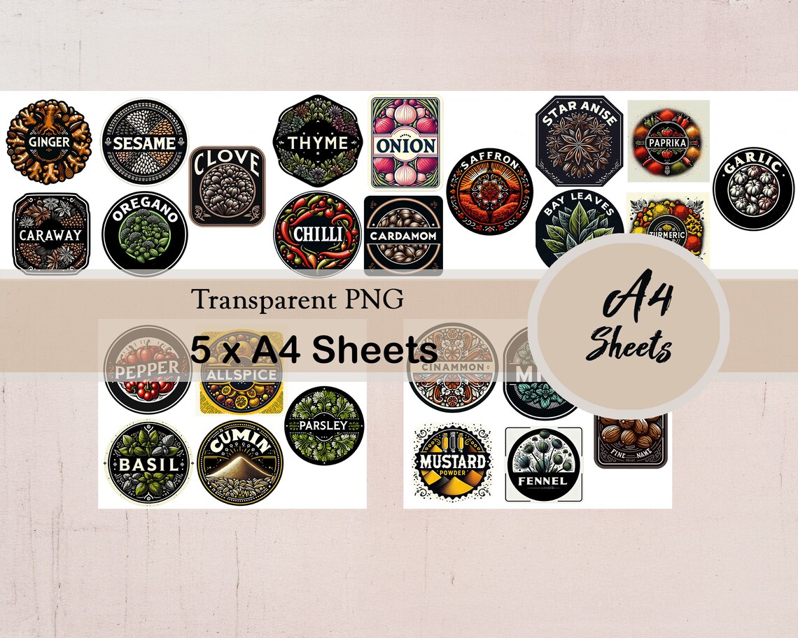 Spice Labels, 25 PNG Cliparts, Spice, Spicy, Label, Digital, Download ...