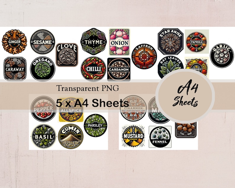 Spice Labels, 25 PNG Cliparts, Spice, Spicy, Label, Digital, Download ...