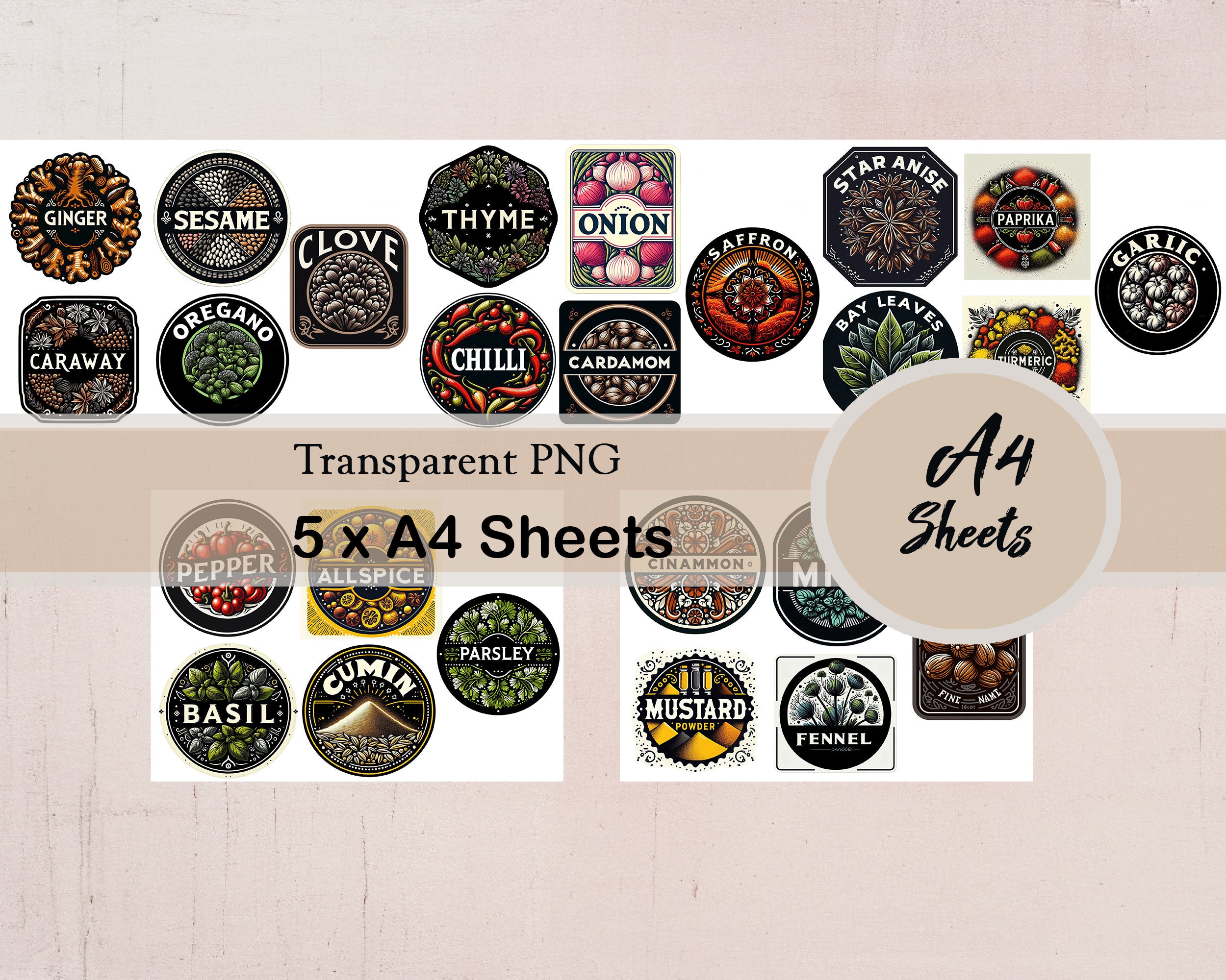 Spice Labels, 25 PNG Cliparts, Spice, Spicy, Label, Digital, Download ...