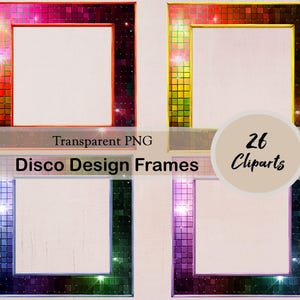 Disco Frames, 26 PNG Cliparts, Overlay, Disco Ball, Disco Mirror ...
