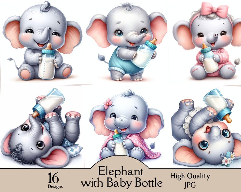 Baby Elephant With Baby Bottle, 16 JPG Images, Baby Elephant With Milk ...