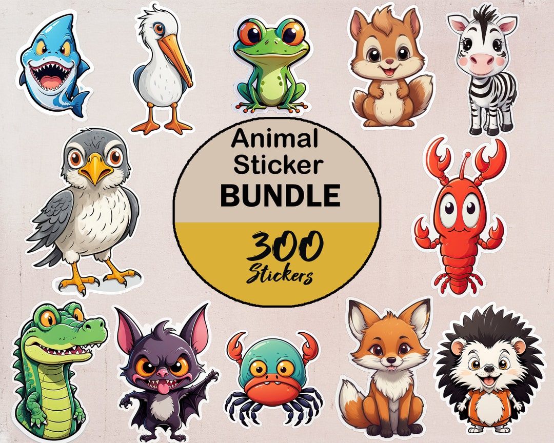 Animal Stickers, 300 PNG Cliparts, Transparent, Mega Bundle, Bundle ...