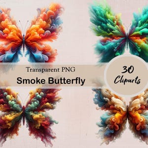 Smoke Butterfly Clipart, 30 PNG Cliparts, Ethereal Smoke Butterfly ...