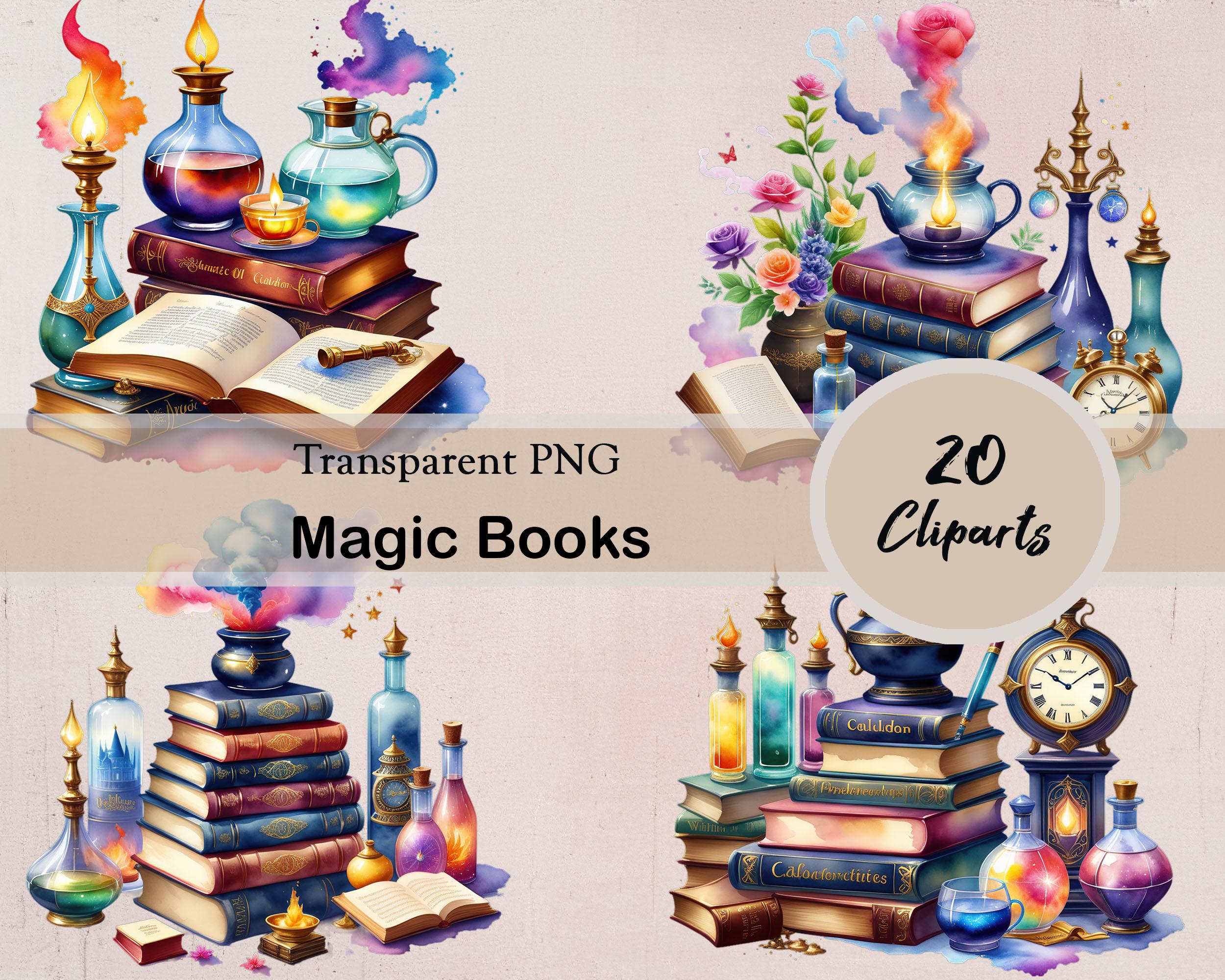 Magic Books,20 PNG Cliparts Transparent, Fantasy, Whimsical, Spell ...