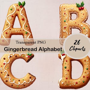 Gingerbread Alphabet Clipart, Christmas Alphabet, 26 PNG Cliparts ...
