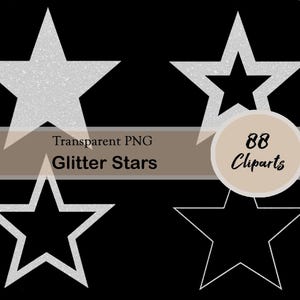 Glitter Stars, 88 PNG Cliparts, Sparkly Gold, Silver, Multicolored ...
