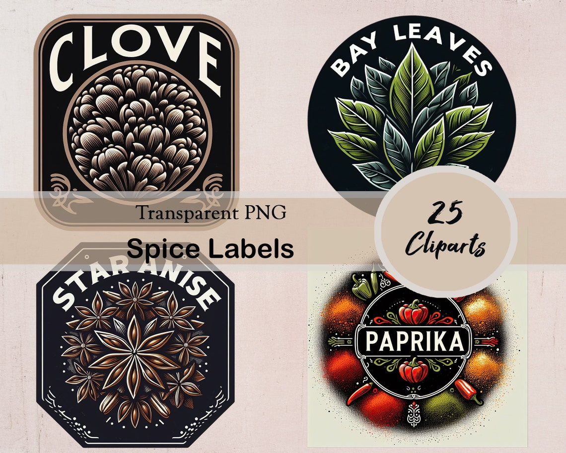 Spice Labels, 25 PNG Cliparts, Spice, Spicy, Label, Digital, Download ...
