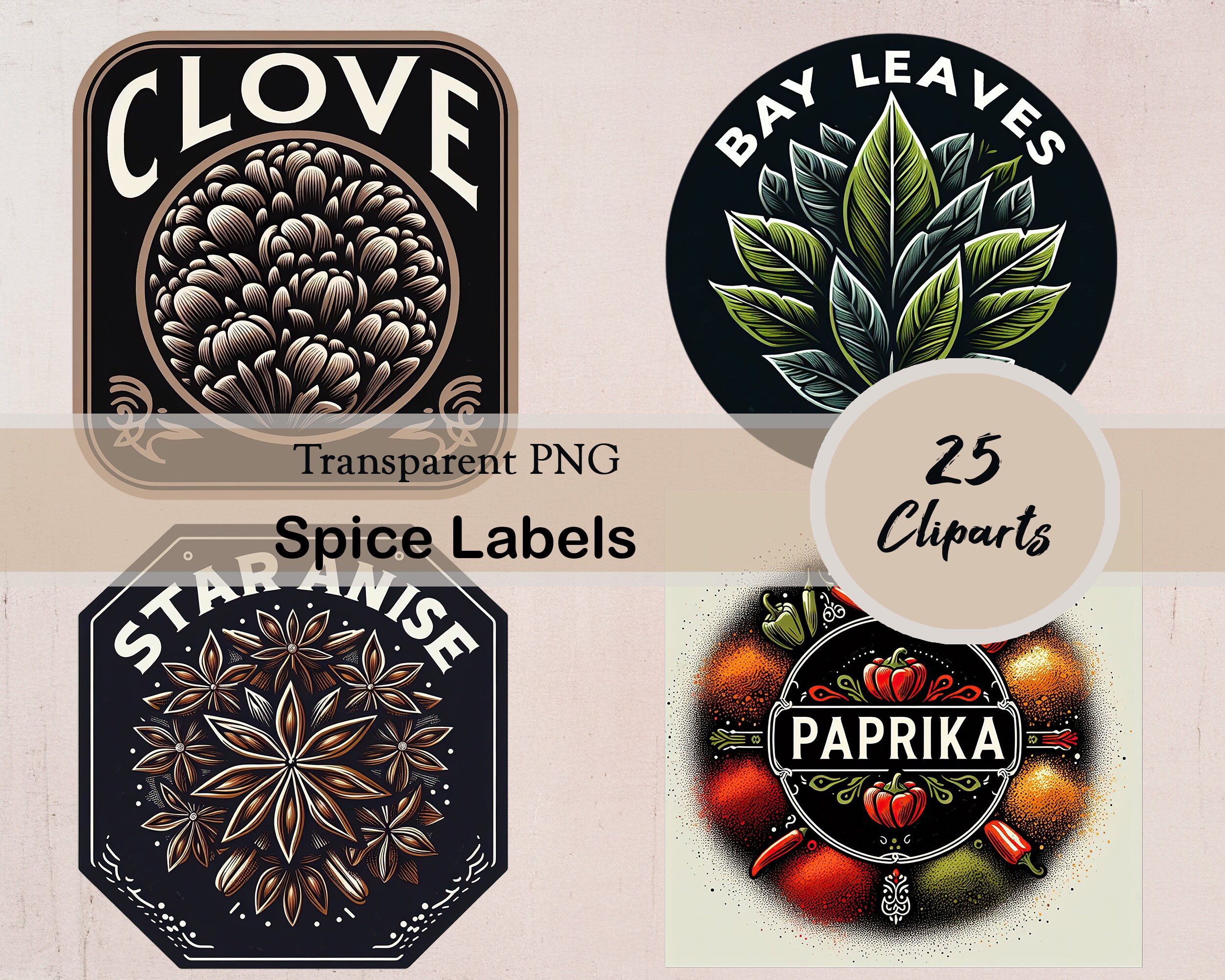 Spice Labels, 25 PNG Cliparts, Spice, Spicy, Label, Digital, Download ...