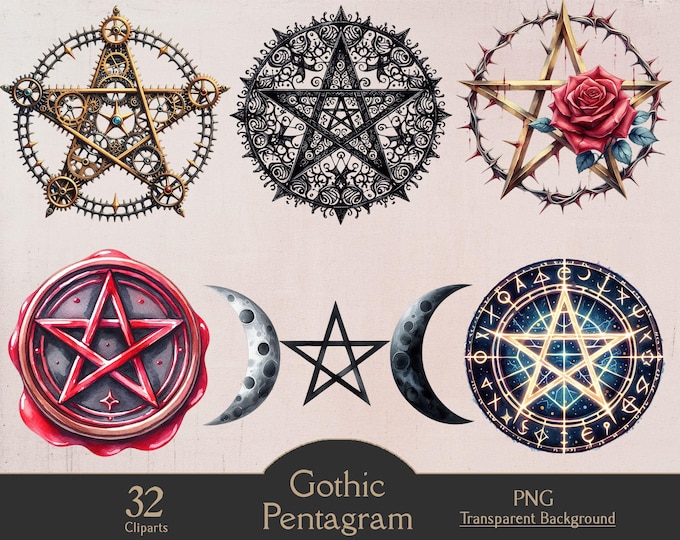 Ritual Pentagram Photoshop Brushes: Pagan Wiccan Graphics (38 Brushes ...