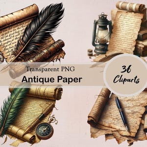 Antique Paper Clipart, 36 PNG Clipart, Vintage Paper, Vintage Books ...