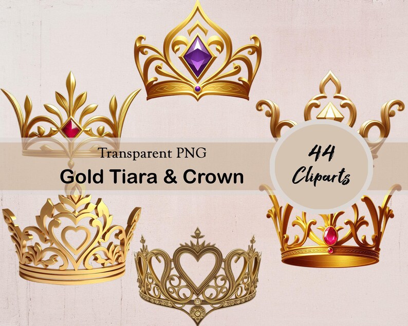 Gold Tiara, Gold Crown, 44 PNG Cliparts, Gold Foil Tiara, Gold Foil ...