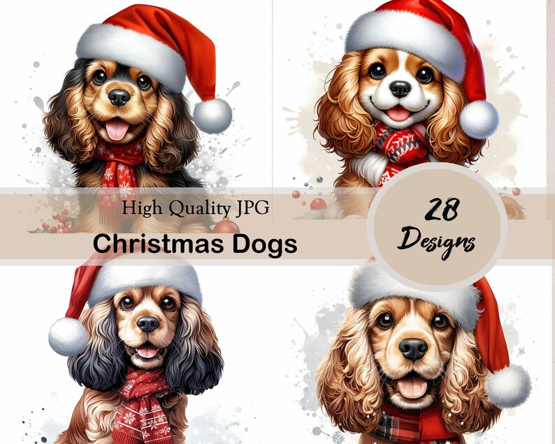 Beautiful Christmas Dogs , 28 High Quality Jpg Images 4096x4096 - Etsy