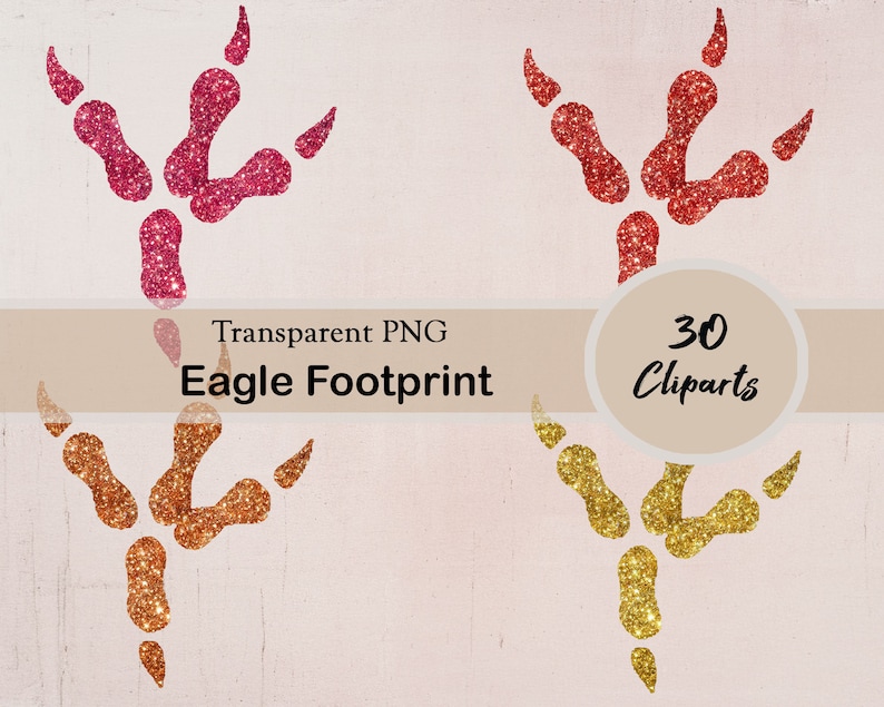 Eagle Footprint, 30 PNG Cliparts, Glitter Footprints, Eagle, Animal ...