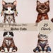 Boho Cat Clipart, 25 PNG Cliparts, Colorful Bohemian Cat Illustration ...