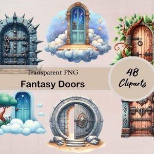 Fantasy Door, Magic Door, Castle Door, 48 PNG Cliparts, Garden Door ...