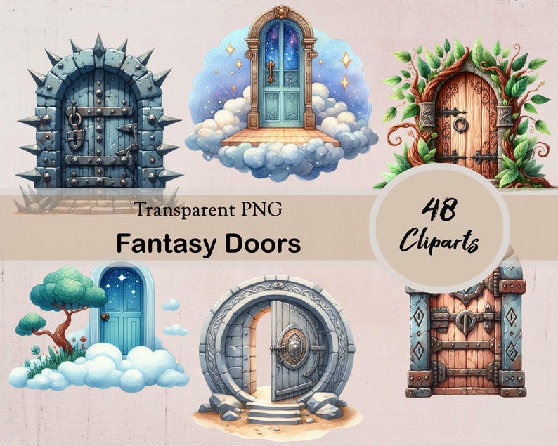 Fantasy Door, Magic Door, Castle Door, 48 PNG Cliparts, Garden Door ...