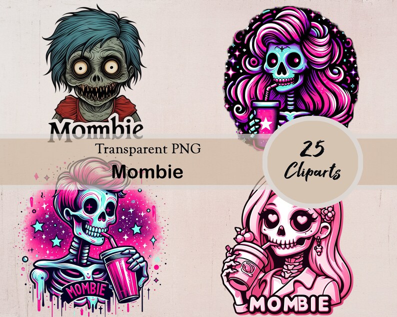 Mombie Mother, 25 PNG Cliparts, Funny Mom, Mombie Shirt, Zombie Mom ...