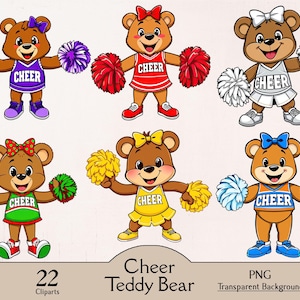 Cheerleader Teddy Bear, 22 PNG Cliparts, Cartoon Teddy Ear, Cheer ...