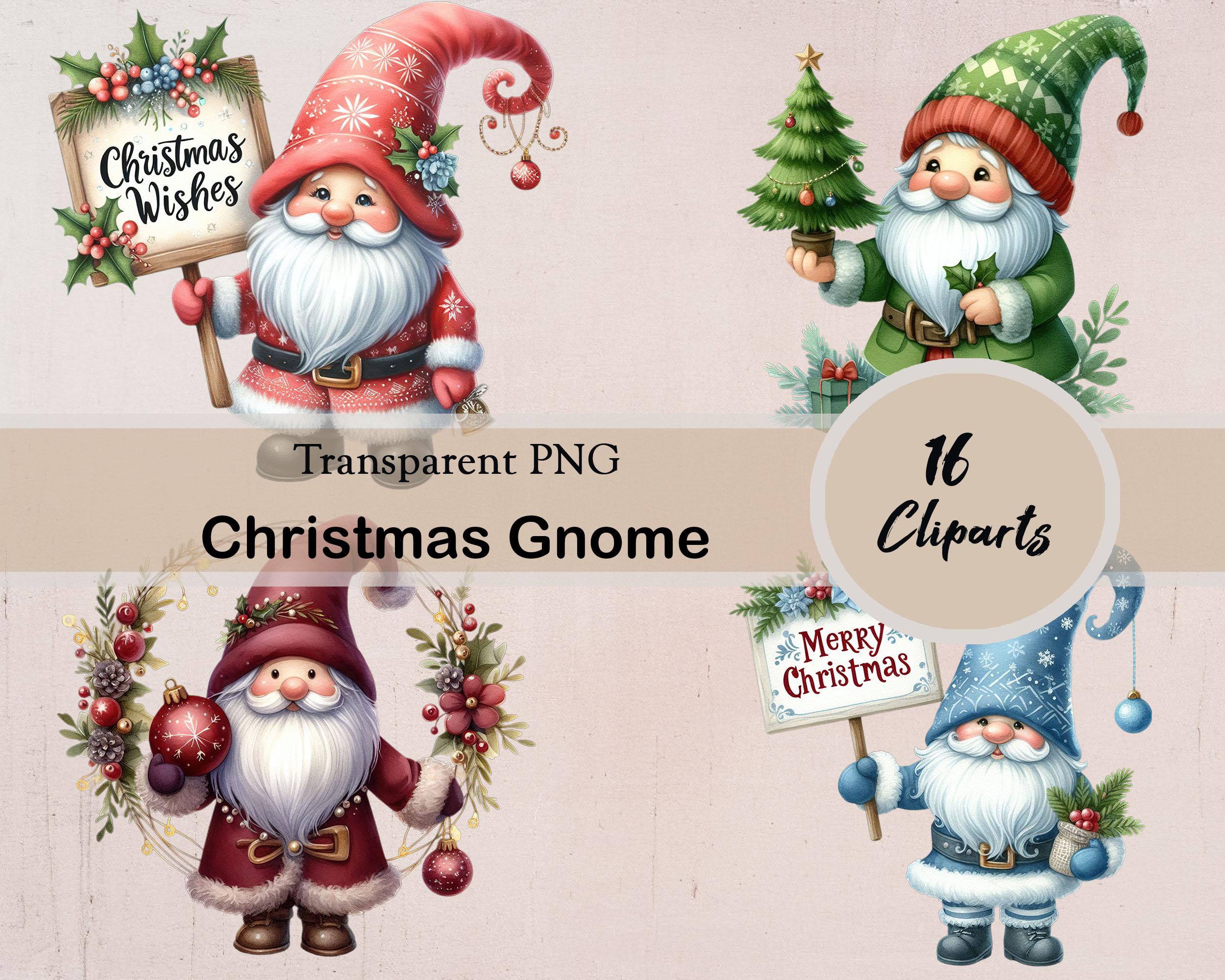 Cute Christmas Gnomes, 16 Png Cliparts, Transparent, Printing ...