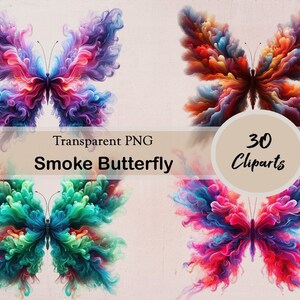 Smoke Butterfly Clipart, 30 PNG Cliparts, Ethereal Smoke Butterfly ...