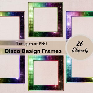 Disco Frames, 26 PNG Cliparts, Overlay, Disco Ball, Disco Mirror ...